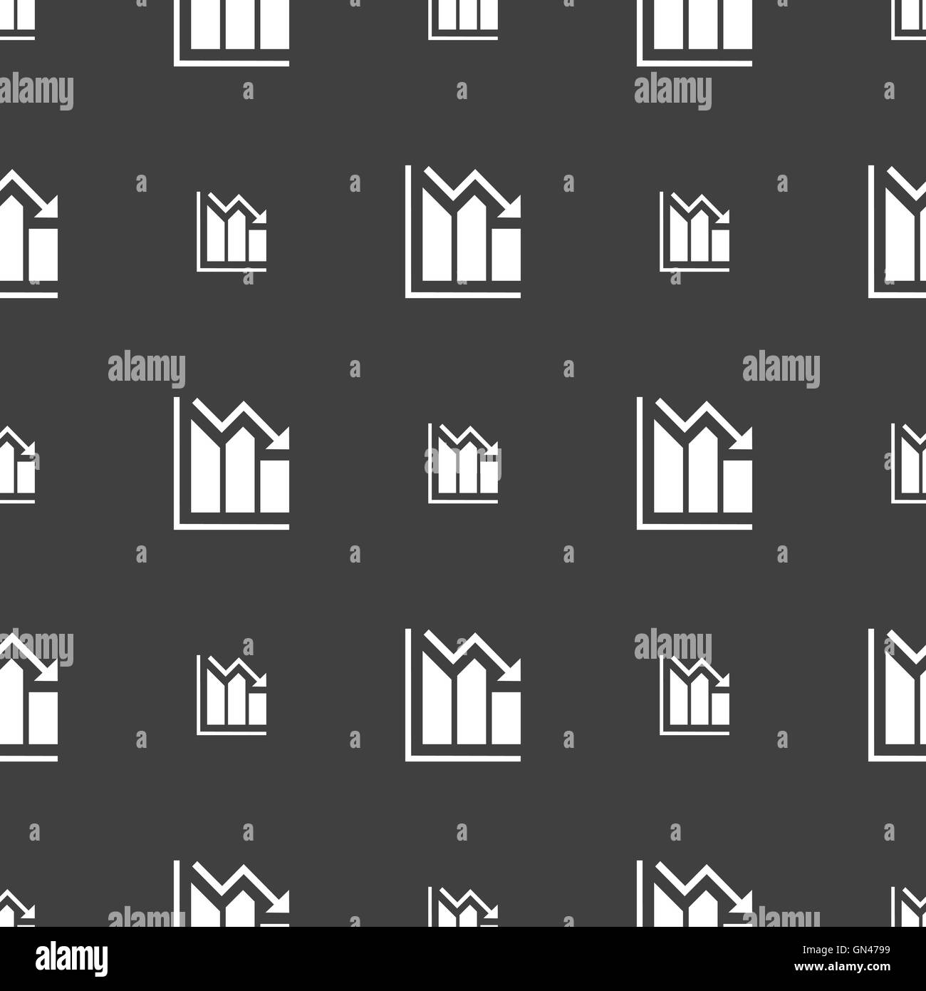 histogram icon sign. Seamless pattern on a gray background. Vector ...