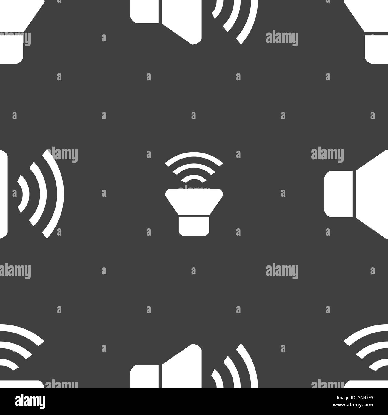 Speaker volume icon sign. Seamless pattern on a gray background. Vector ...