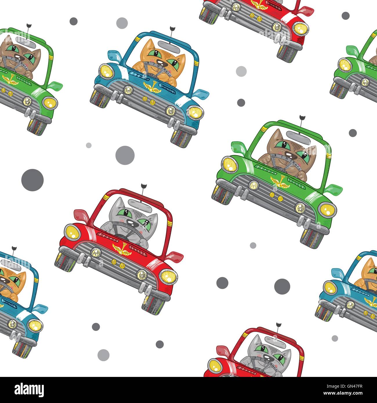 Seamless pattern cute car Cut Out Stock Images & Pictures - Alamy