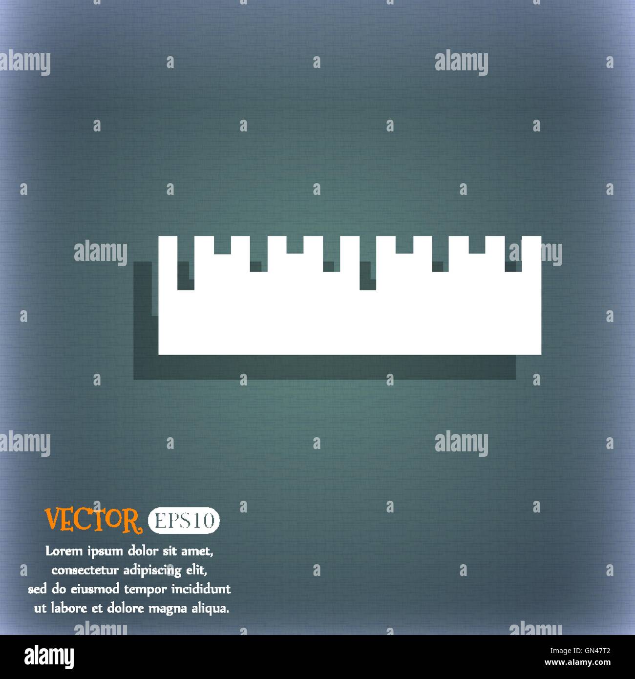 ruler icon. On the blue-green abstract background with shadow and space ...