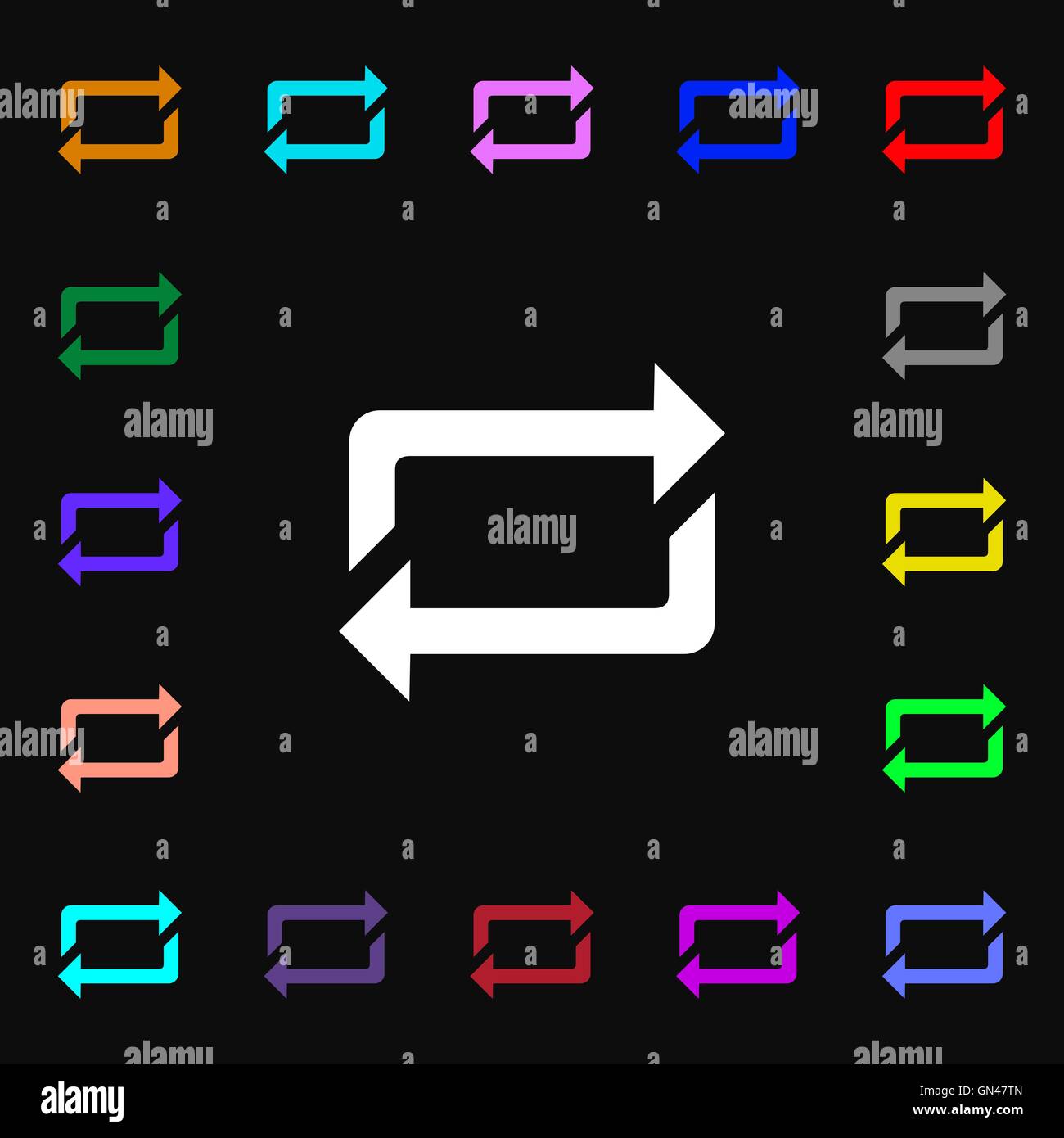 repeat icon sign. Lots of colorful symbols for your design. Vector ...