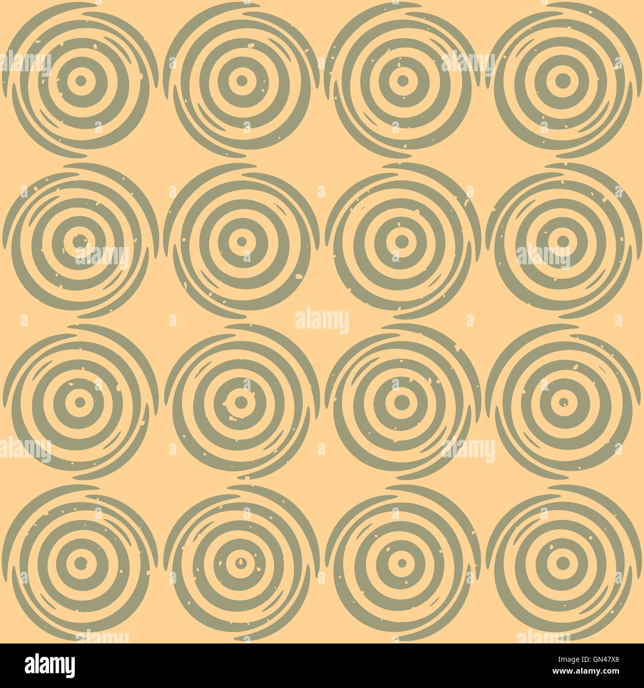 Vector Seamless Hand Drawn Geometric Lines Circular Round Tiles Retro ...