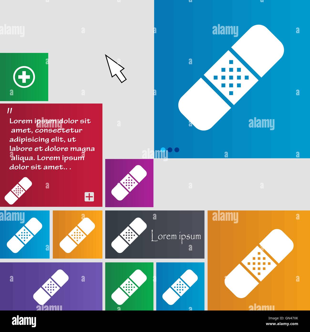 Plaster icon sign. buttons. Modern interface website buttons with cursor pointer. Vector Stock ...