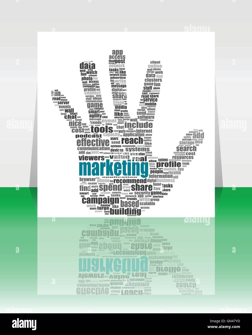 vector Illustration of the hands symbol, which is composed of text ...