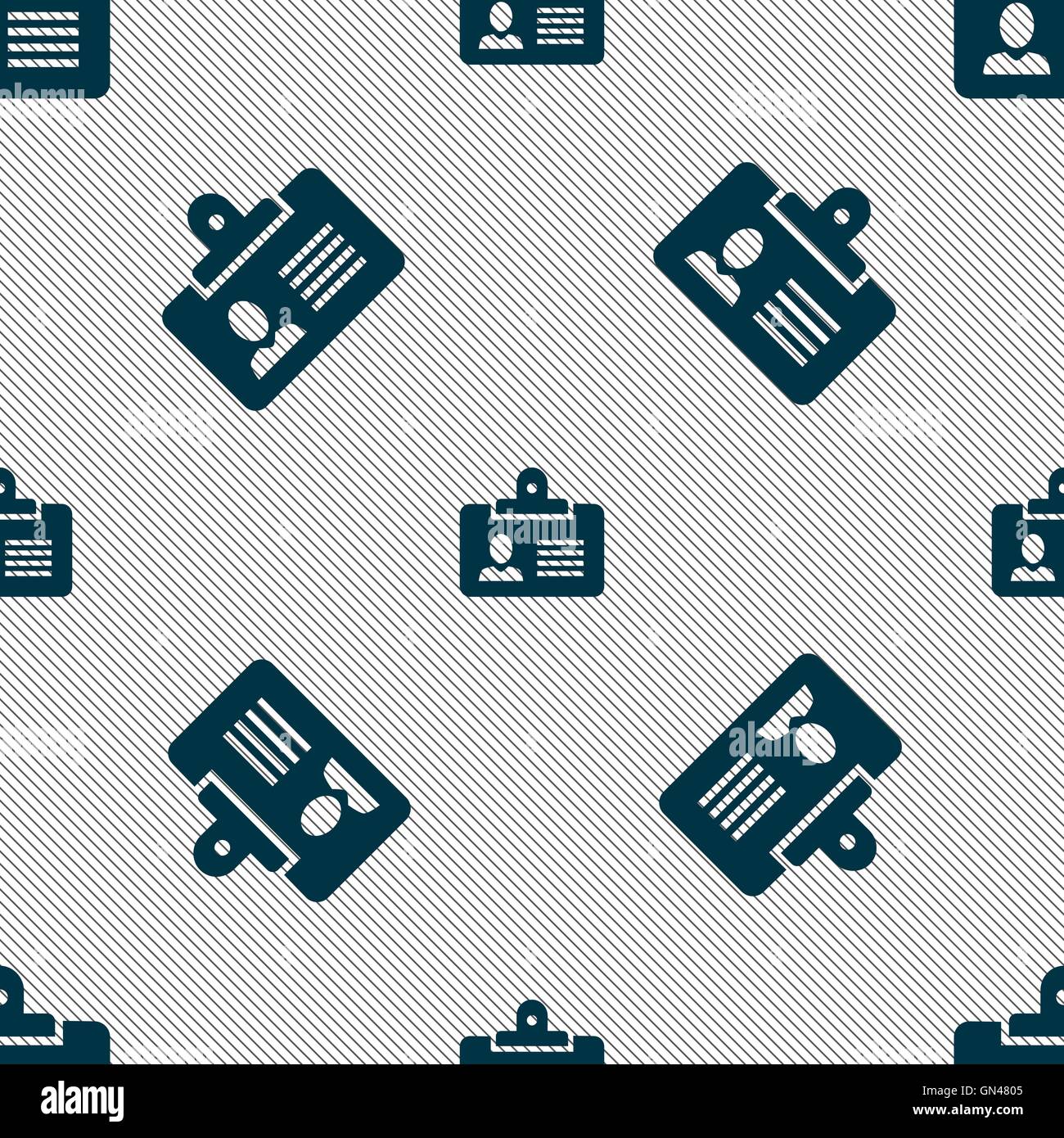 Identification card icon sign. Seamless pattern with geometric texture ...