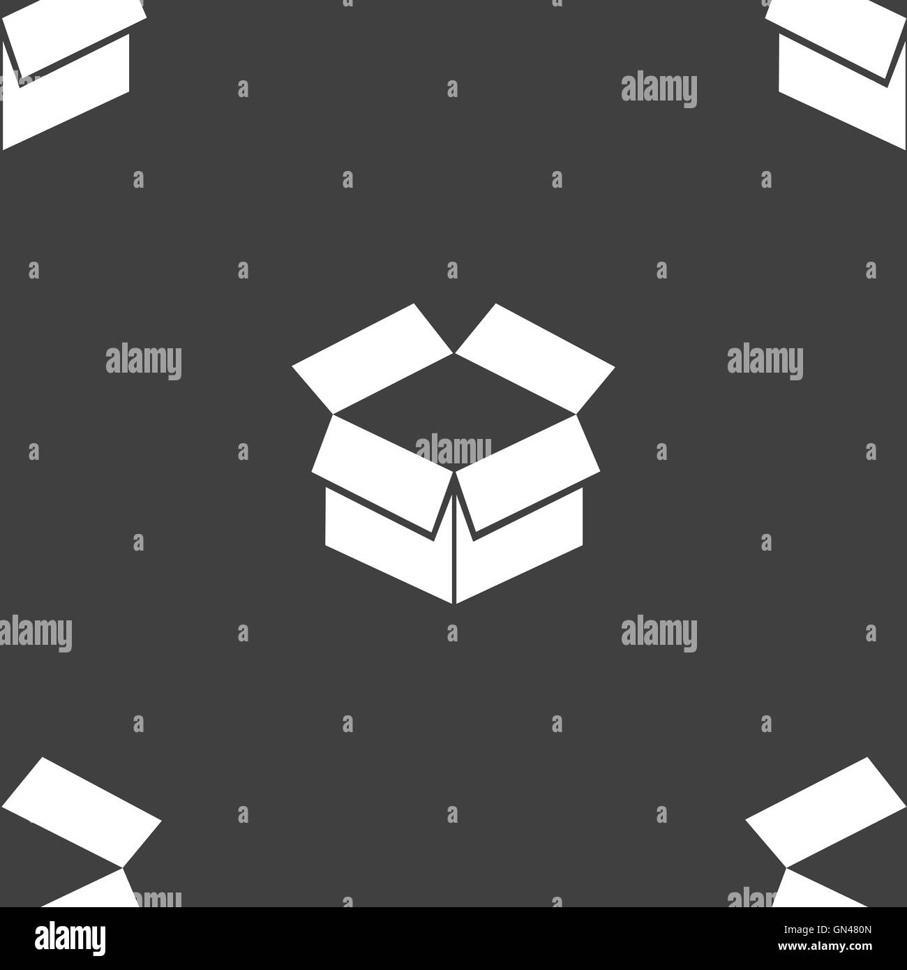 Open box icon sign. Seamless pattern on a gray background. Vector Stock ...