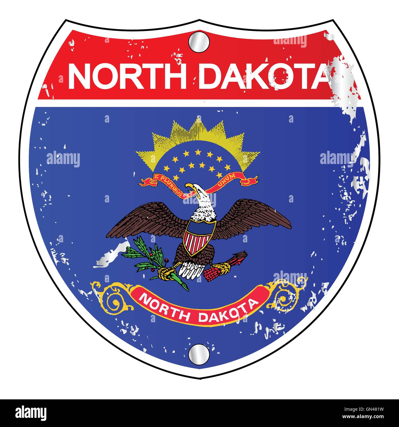 North Dakota Flag Icons As Interstate Sign Stock Vector Image & Art - Alamy