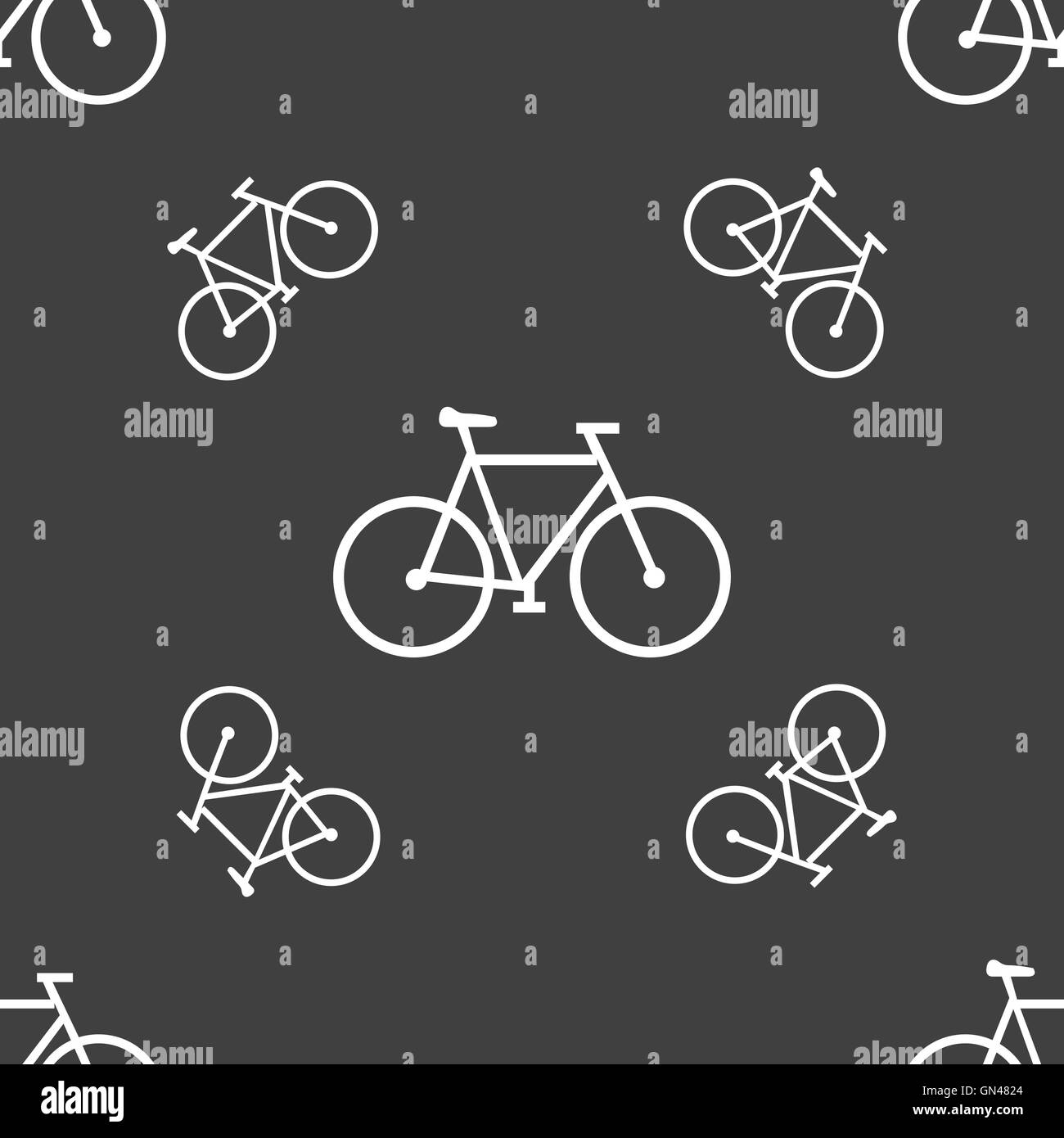bicycle icon sign. Seamless pattern on a gray background. Vector Stock ...