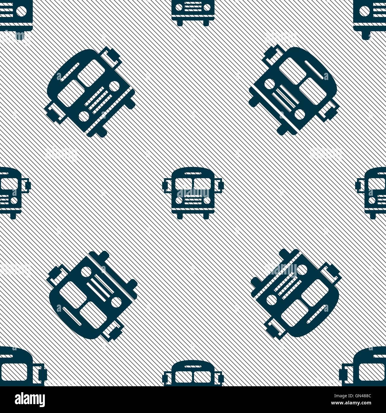 Bus icon sign. Seamless pattern with geometric texture. Vector Stock ...