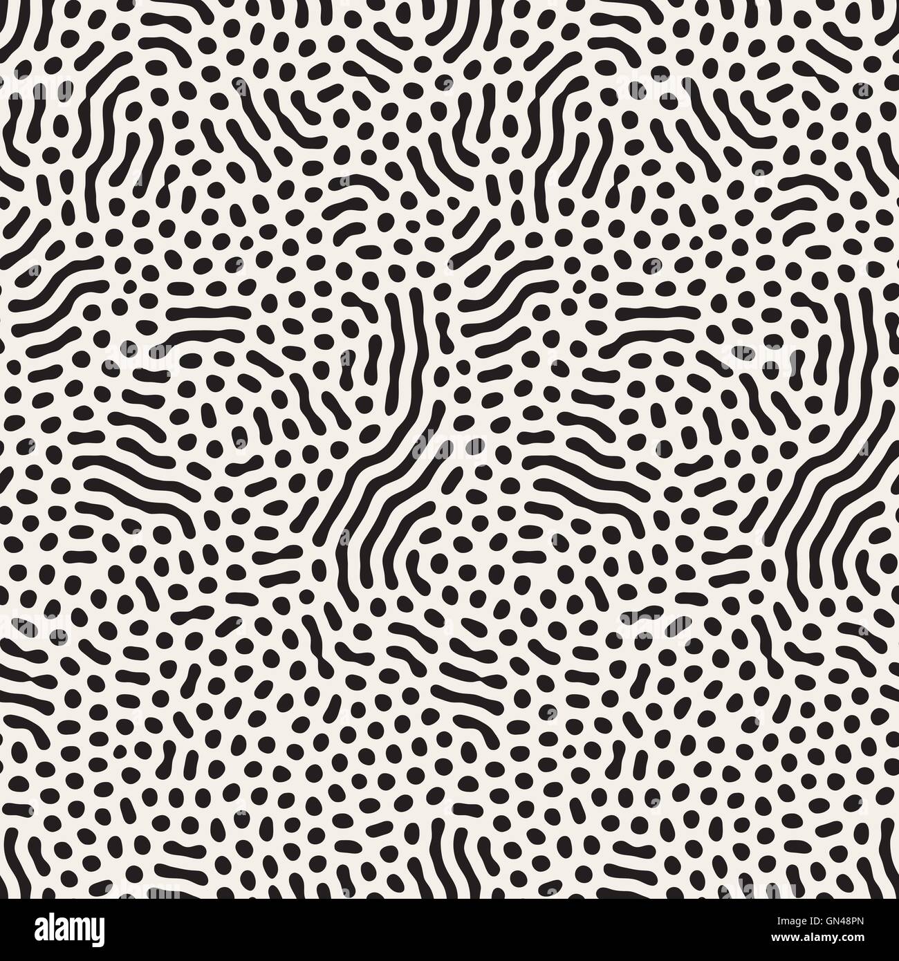 Vector Seamless Black and White Wavy Organic Rounded Shapes Pattern ...