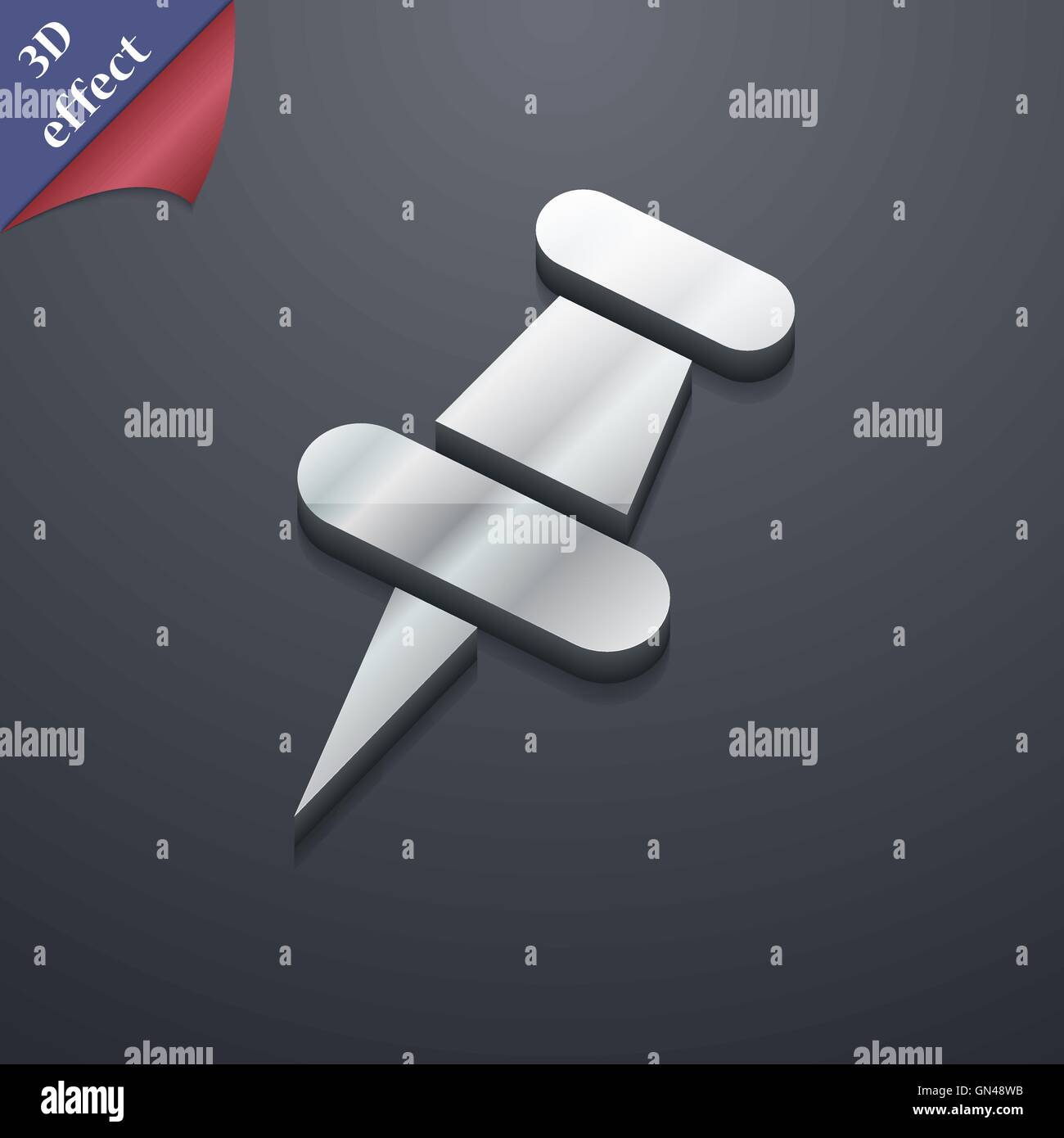 push pin icon symbol. 3D style. Trendy, modern design with space for ...