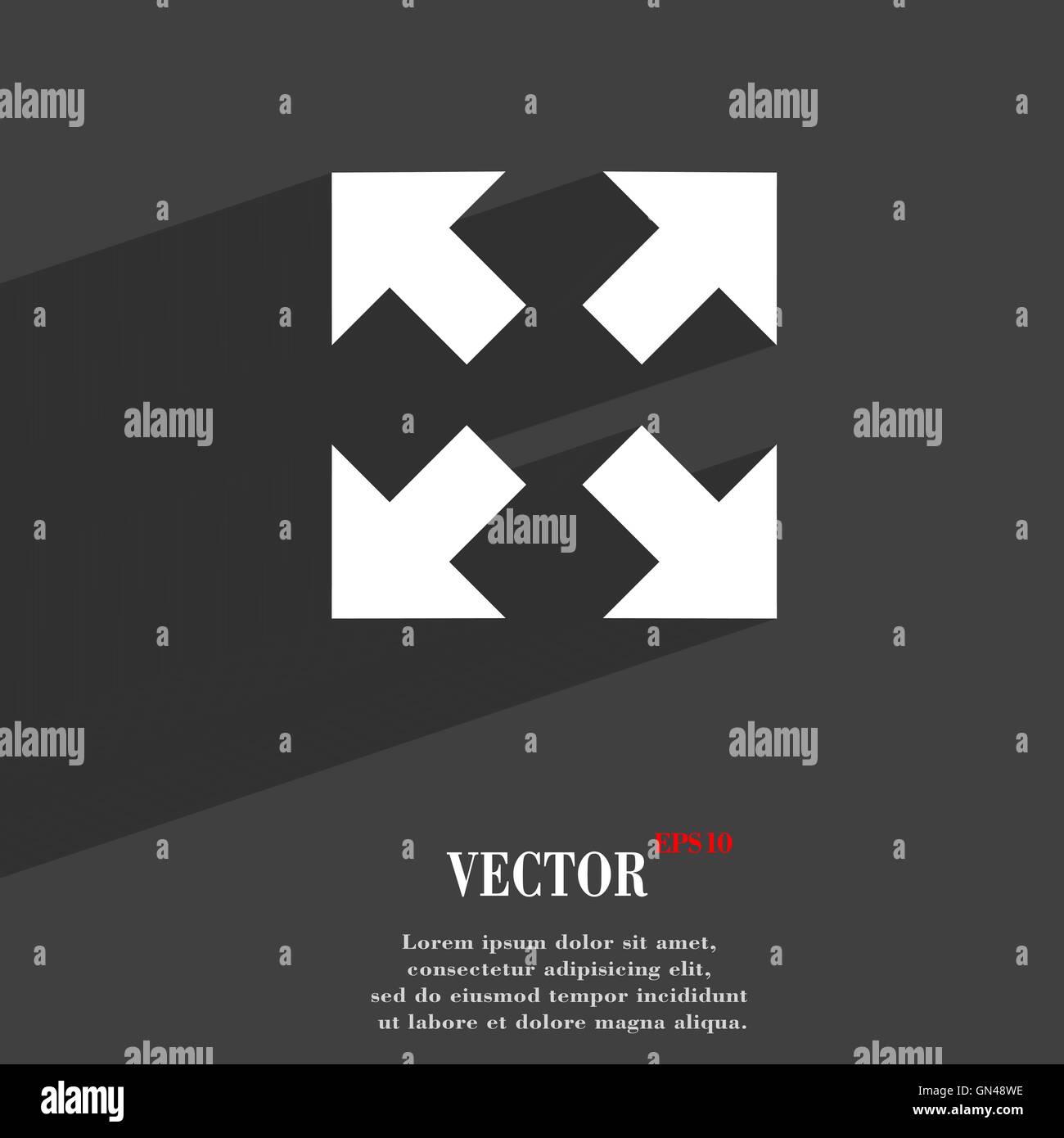 Full screen symbol Flat modern web design with long shadow and space ...