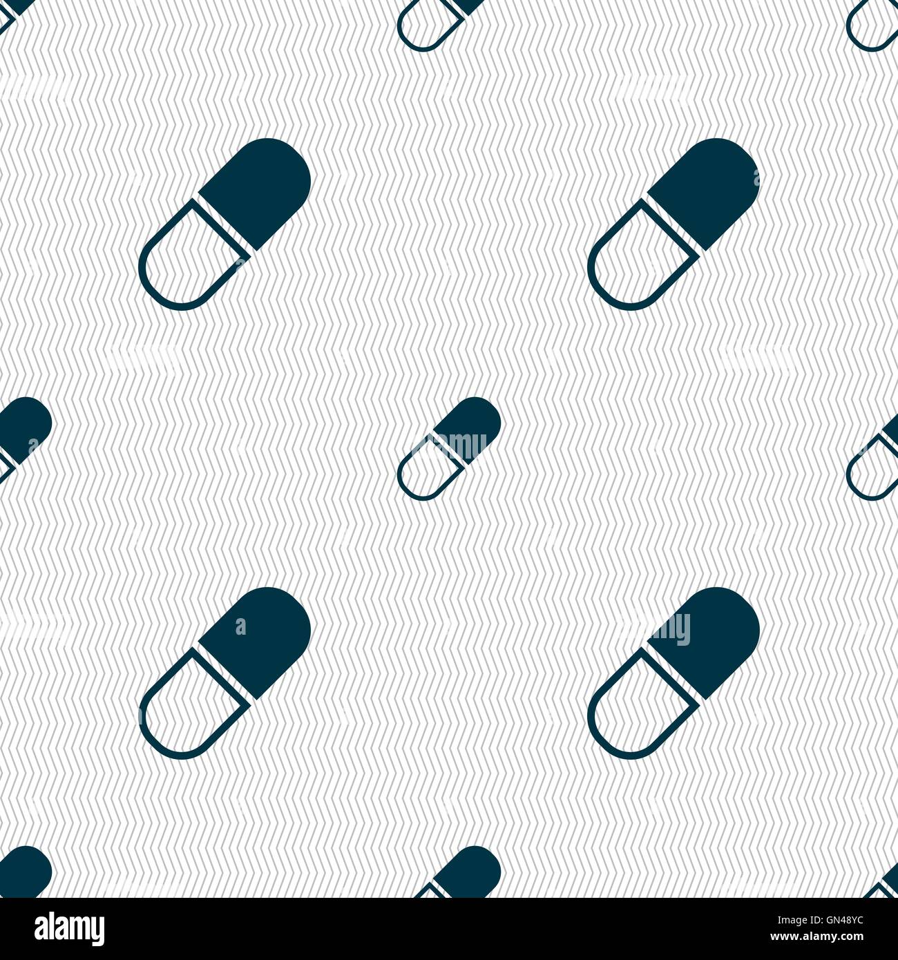 pill icon sign. Seamless pattern with geometric texture. Vector Stock ...