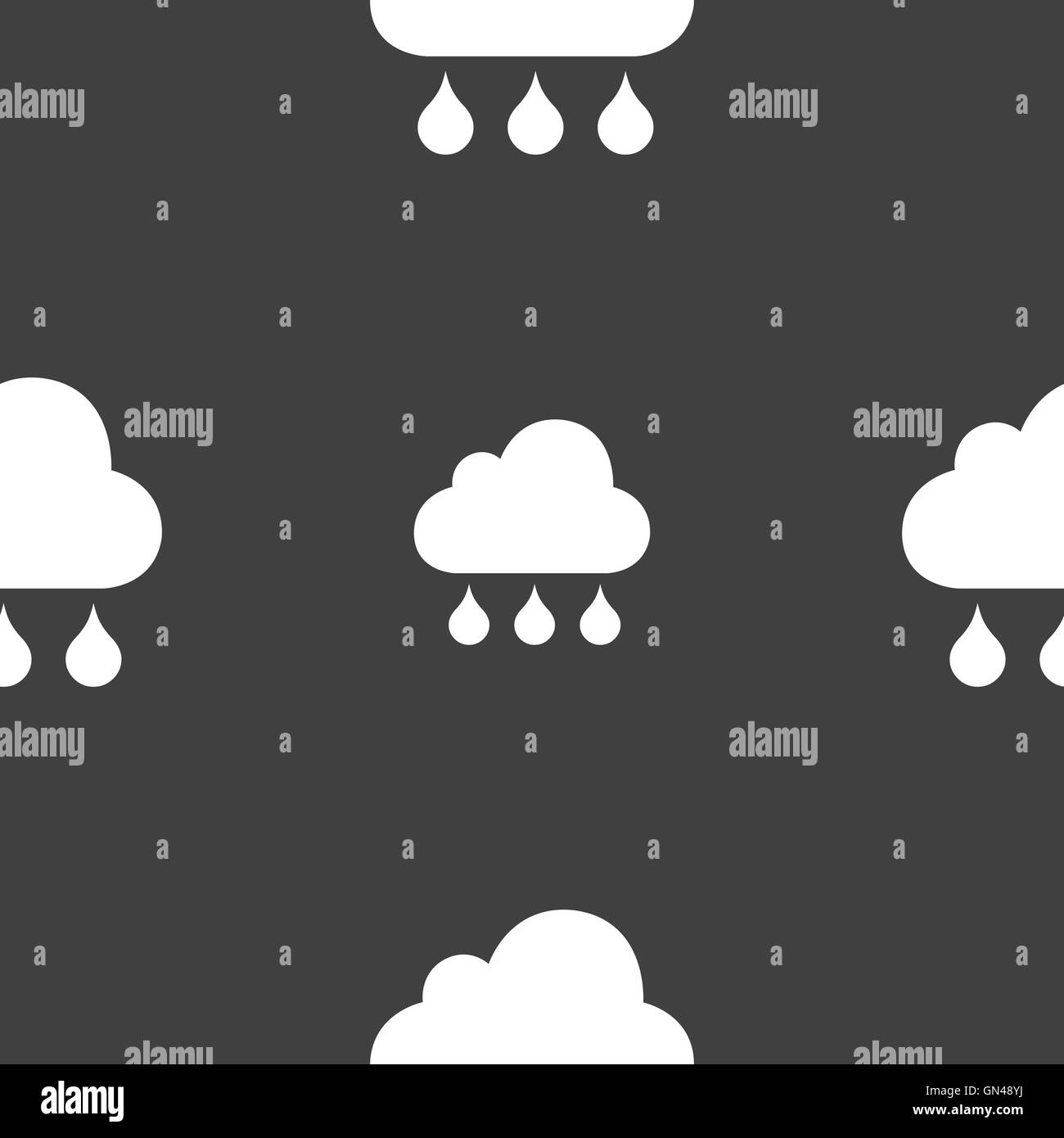 cloud rain icon sign. Seamless pattern on a gray background. Vector ...