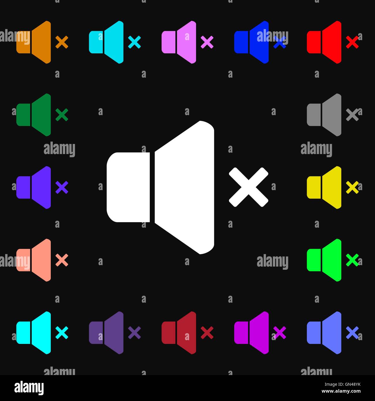No Volume icon sign. Lots of colorful symbols for your design. Vector ...