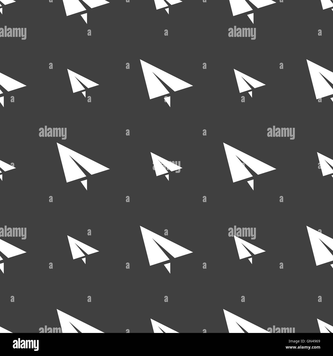 Paper airplane icon sign. Seamless pattern on a gray background. Vector ...