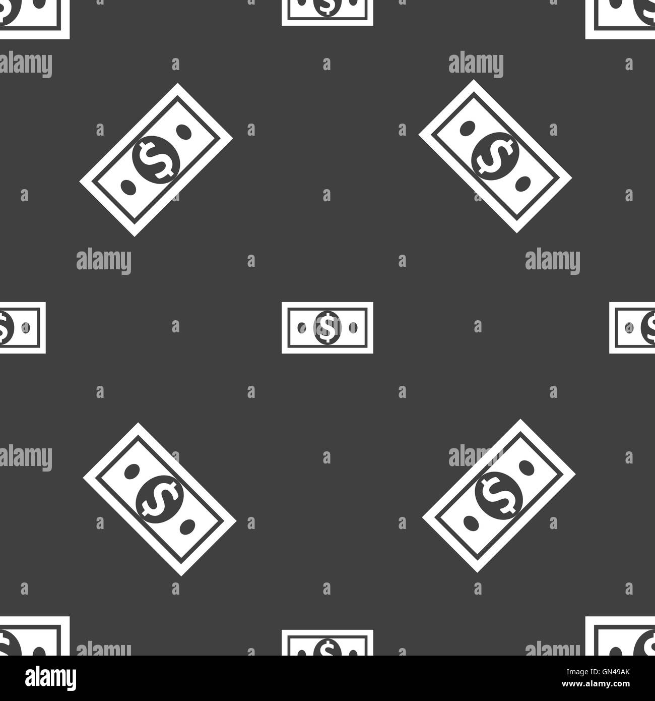 money, dollar icon sign. Seamless pattern on a gray background. Vector ...