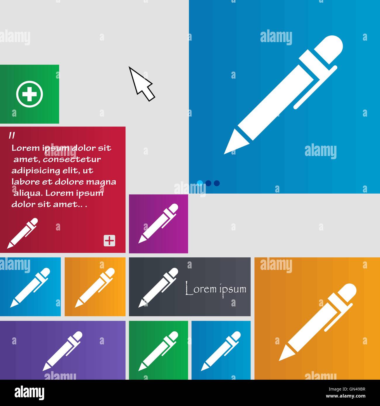 pen icon sign. buttons. Modern interface website buttons with cursor pointer. Vector Stock ...