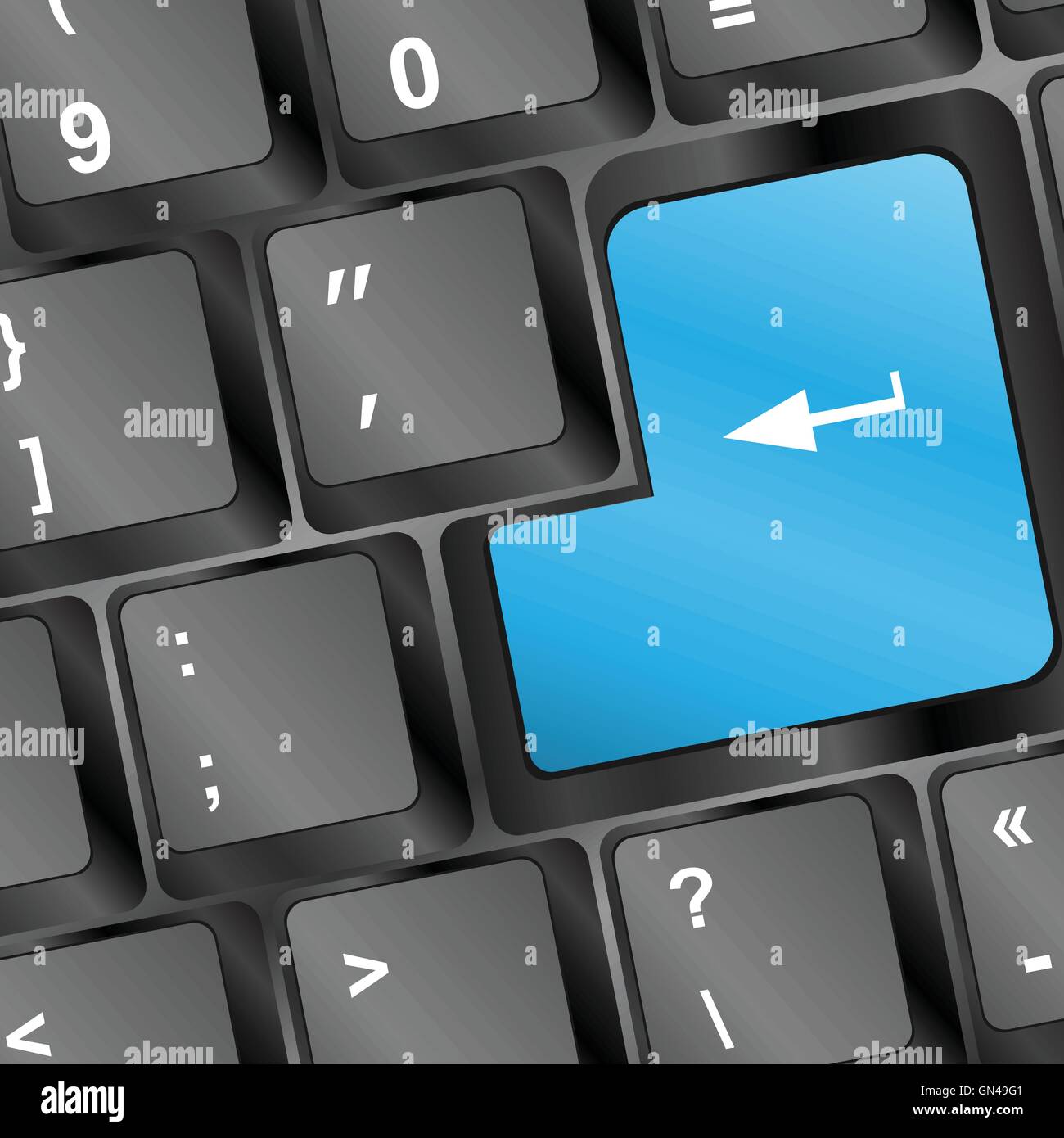 Keyboard with blue blank Enter button, with copyspace, vector vector ...