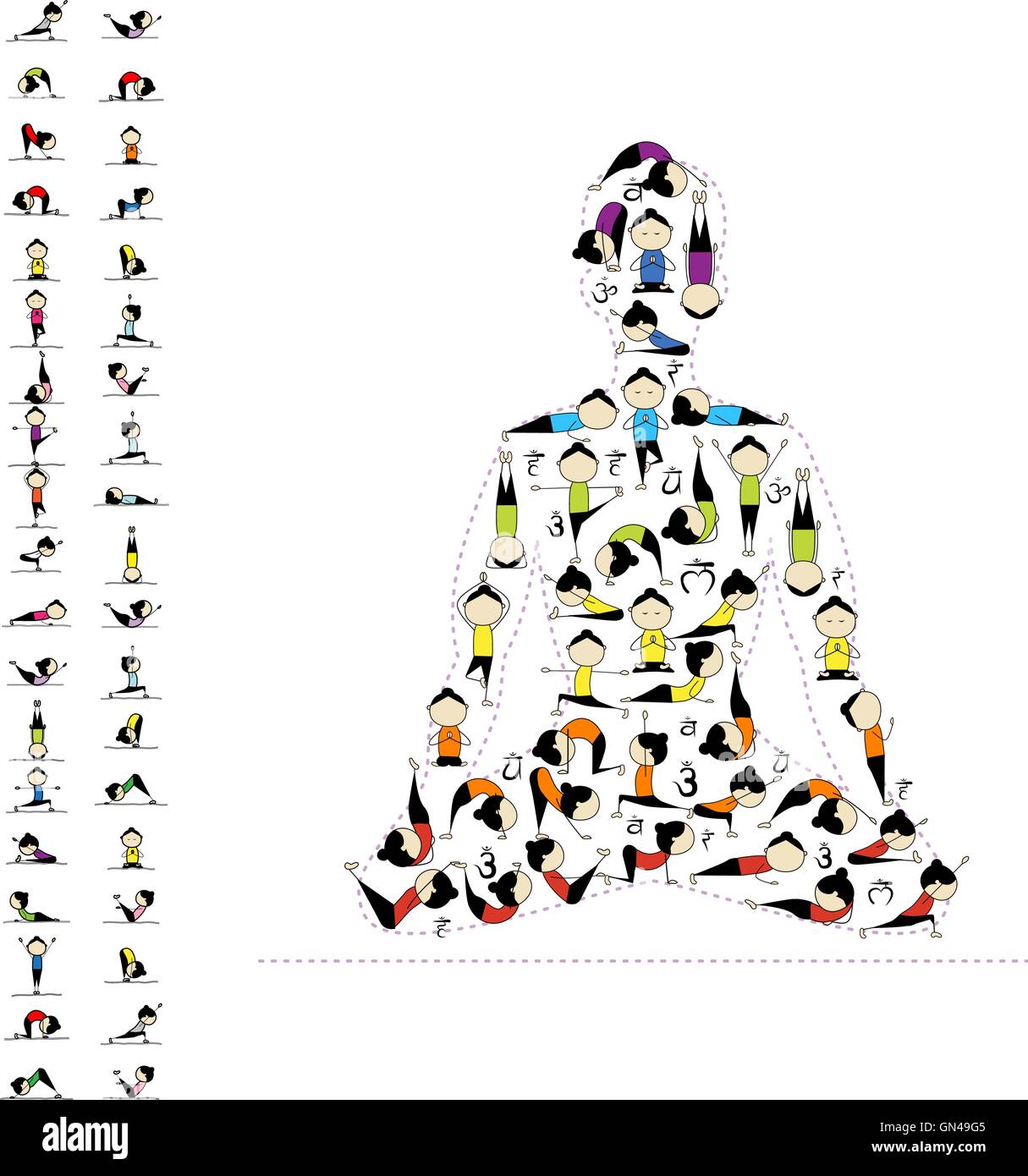 Yoga lotus pose made from asanas for your design Stock Vector Image ...