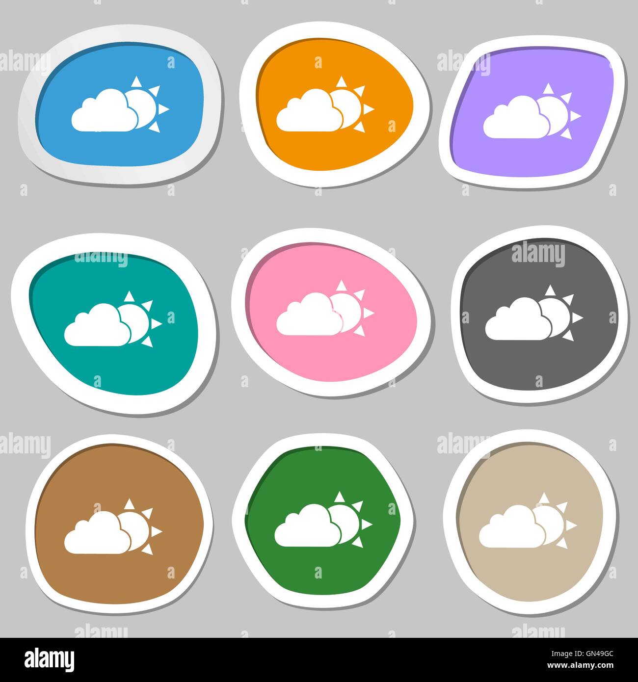 weather symbols. Multicolored paper stickers. Vector Stock Vector Image ...
