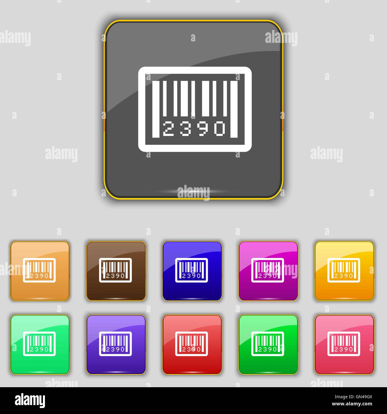 barcode icon sign. Set with eleven colored buttons for your site ...
