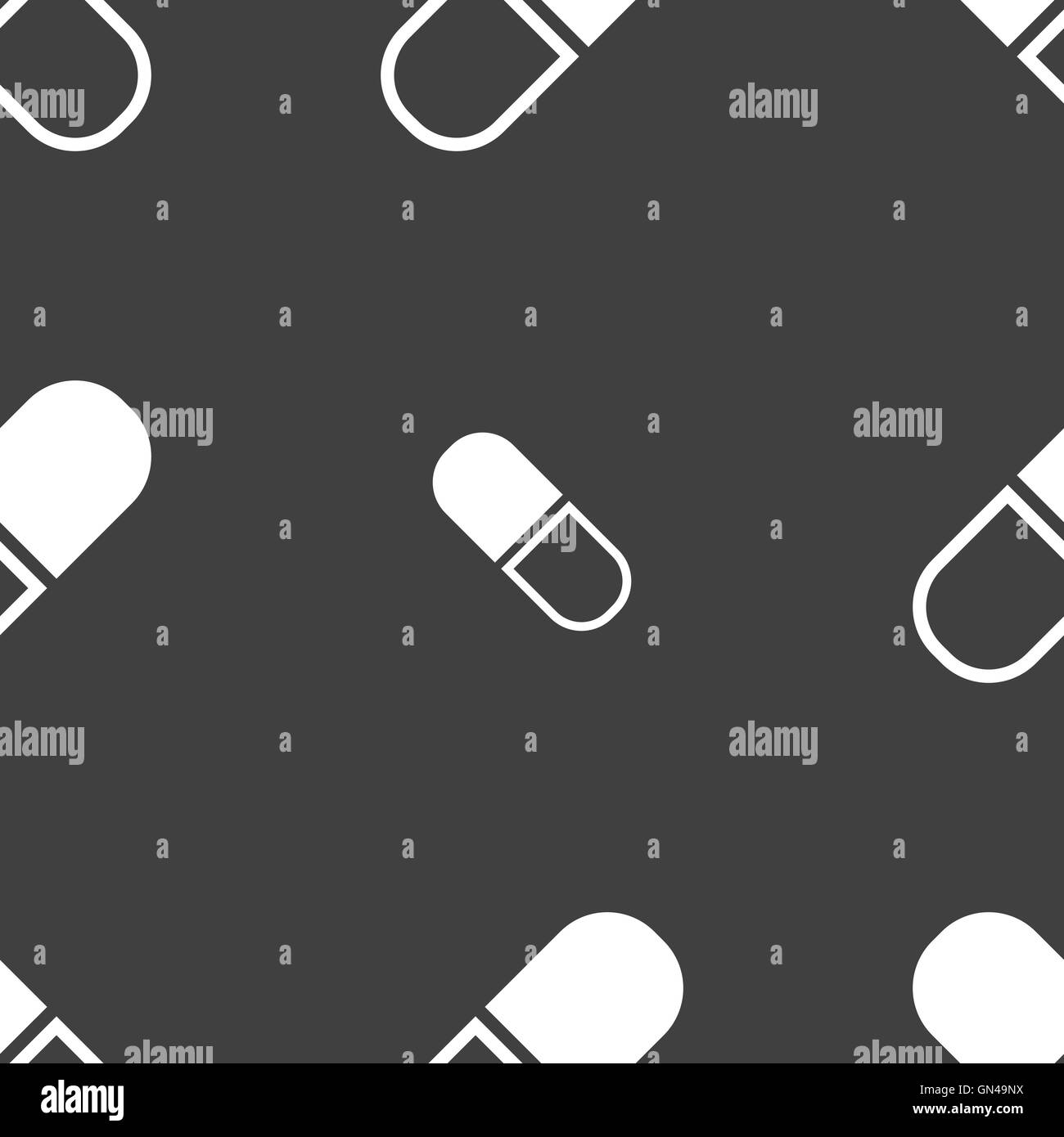 pill icon sign. Seamless pattern on a gray background. Vector Stock ...