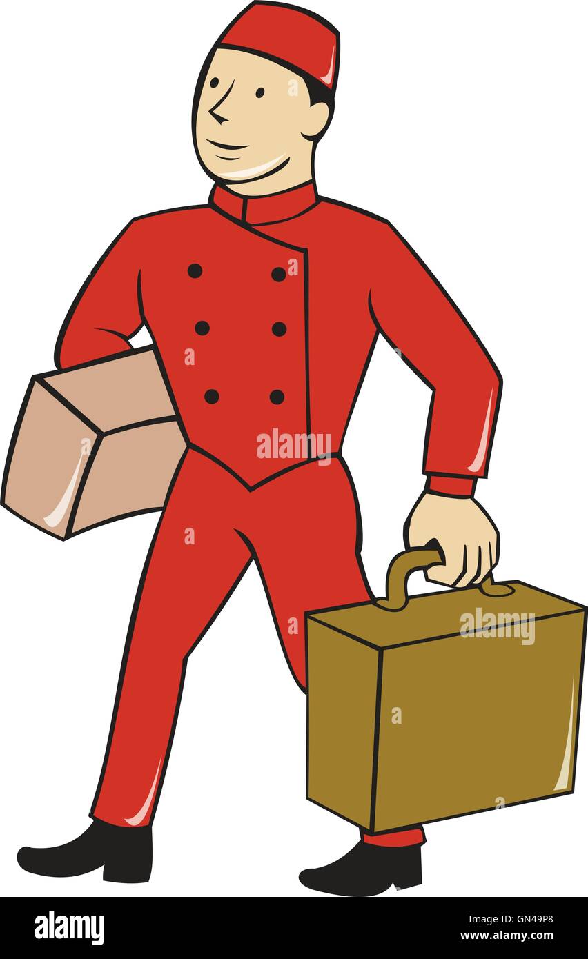 Bellboy Bellhop Carry Luggage Cartoon Stock Vector Image & Art - Alamy
