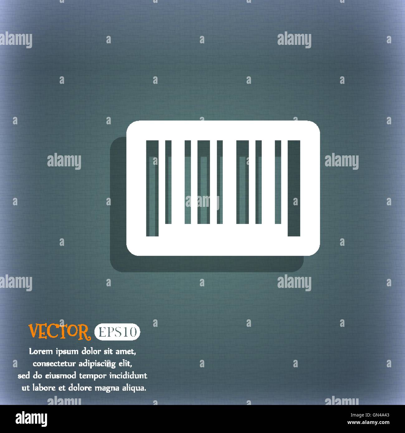 barcode icon. On the blue-green abstract background with shadow and ...
