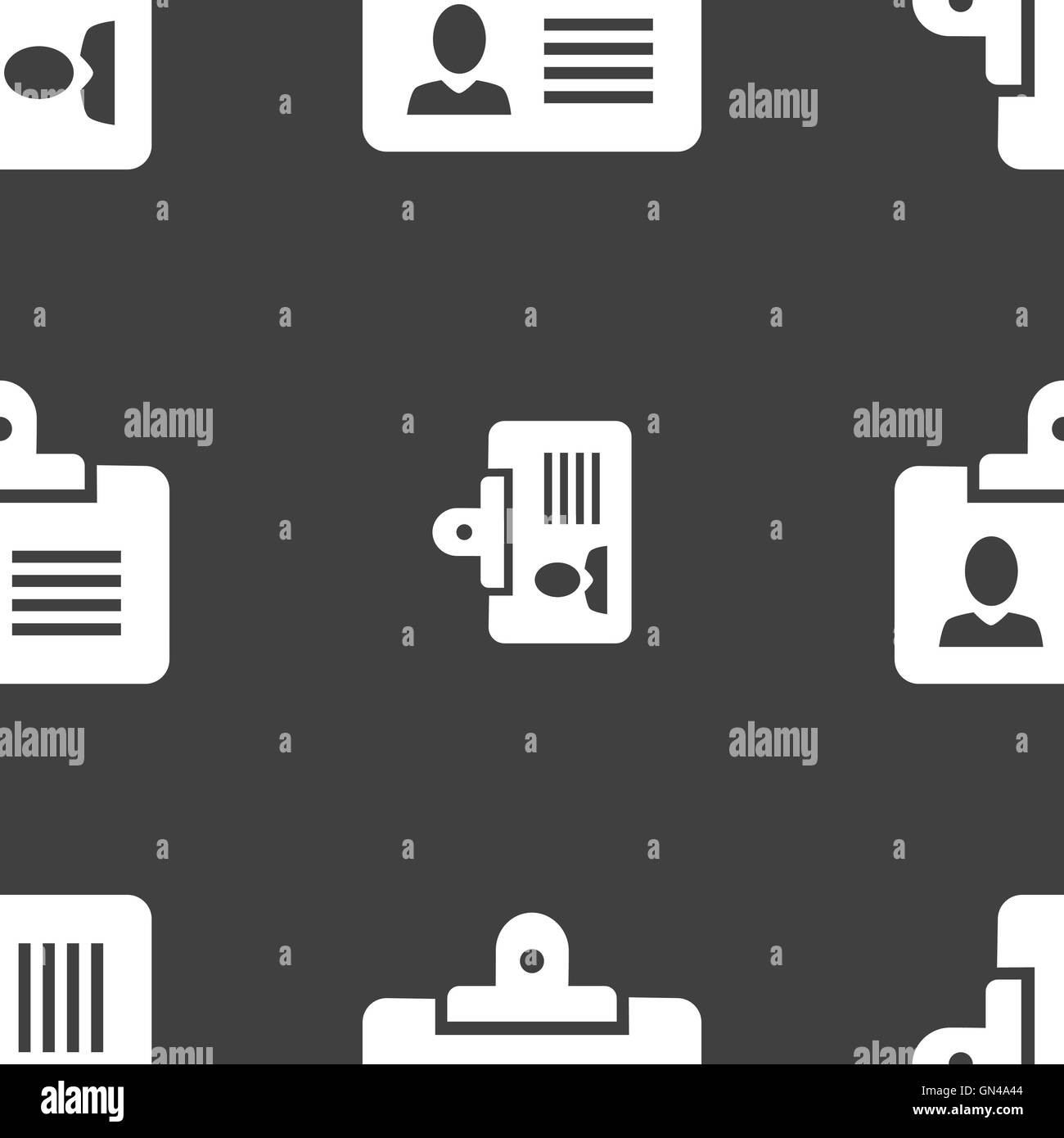 Identification card icon sign. Seamless pattern on a gray background ...