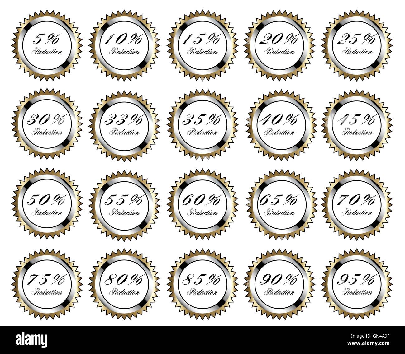 Golden Discount Buttons Stock Vector Image & Art - Alamy