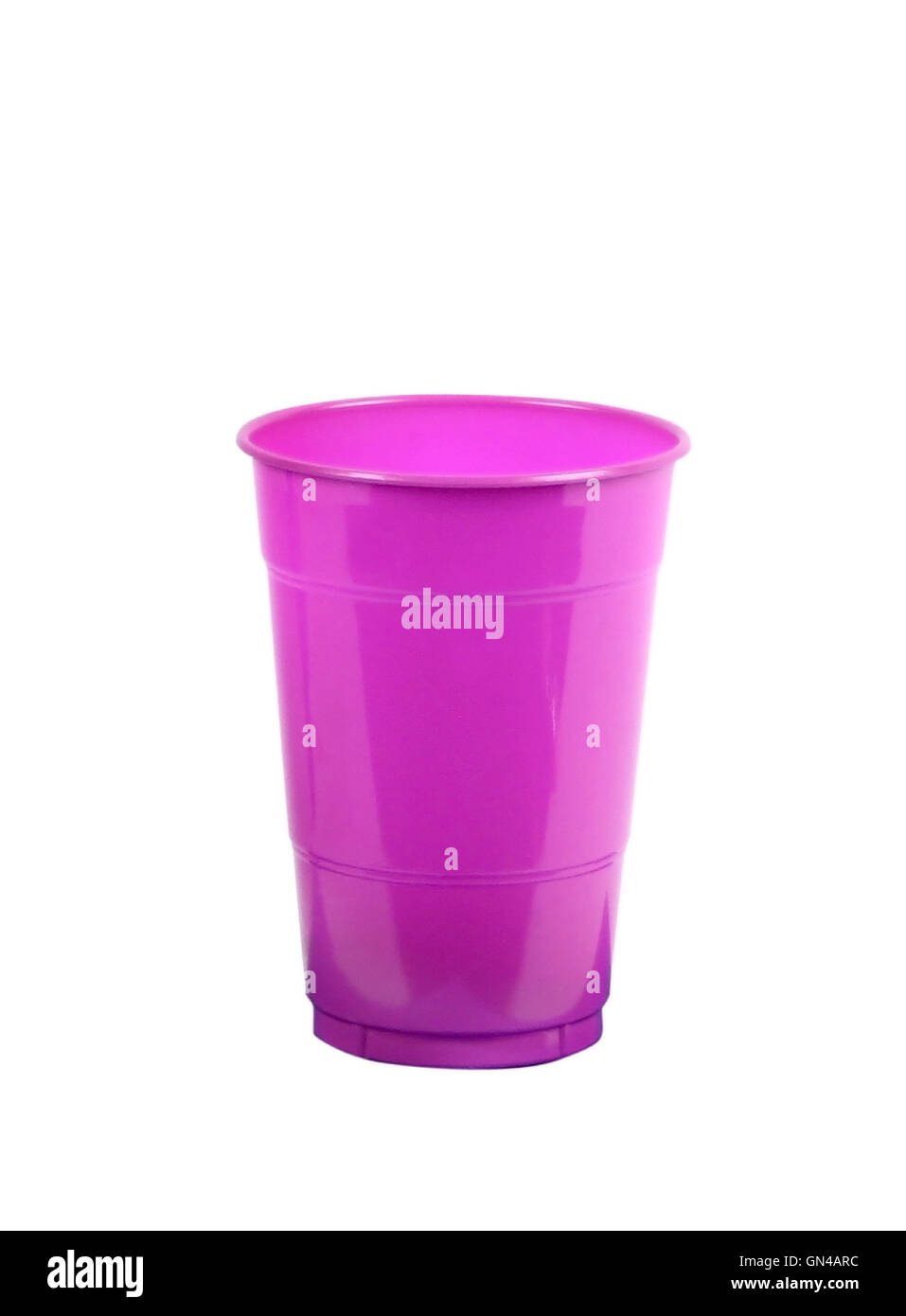 pink plastic glass isolated on white background Stock Photo - Alamy