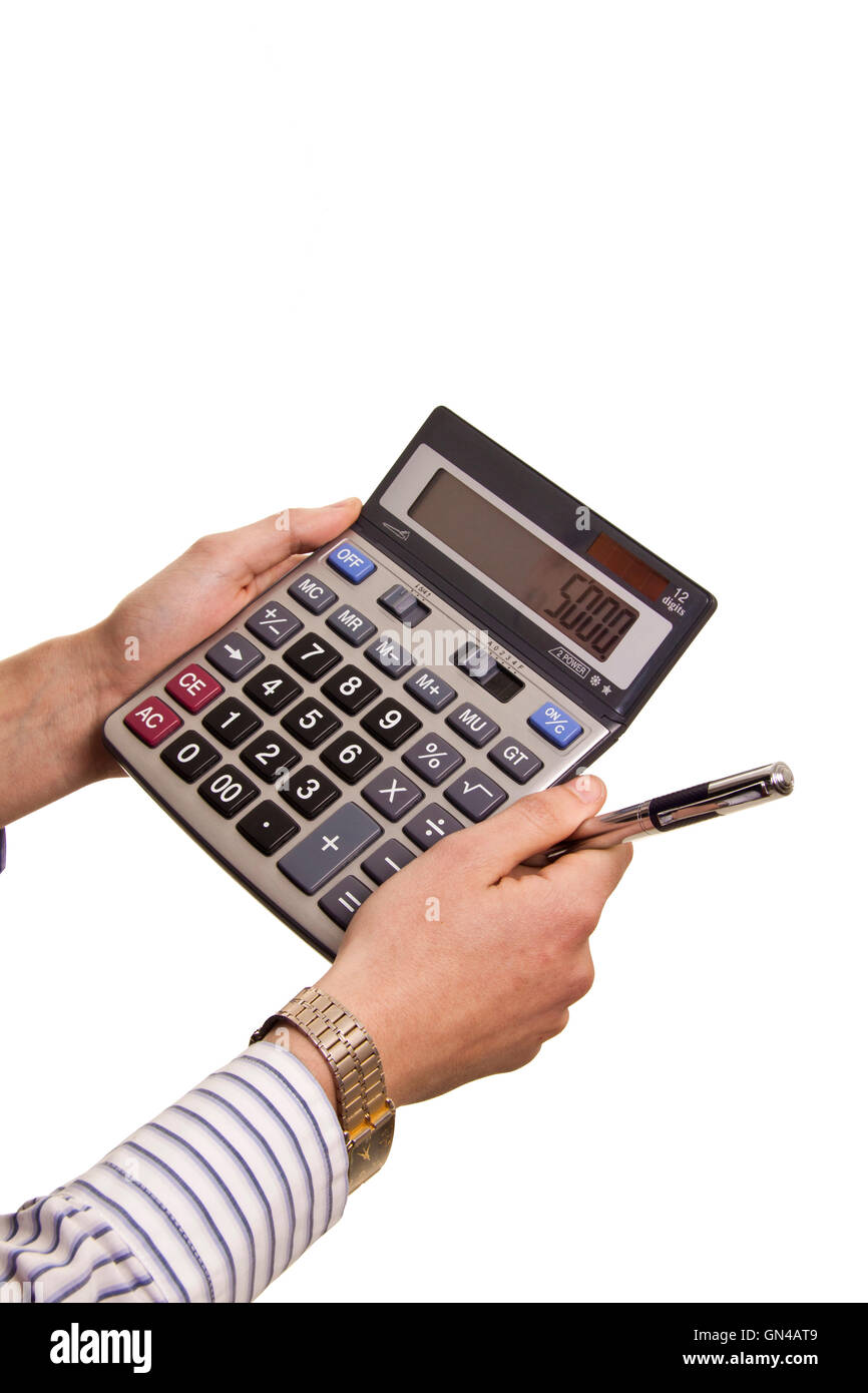 Male businessman using a calculator Stock Photo - Alamy