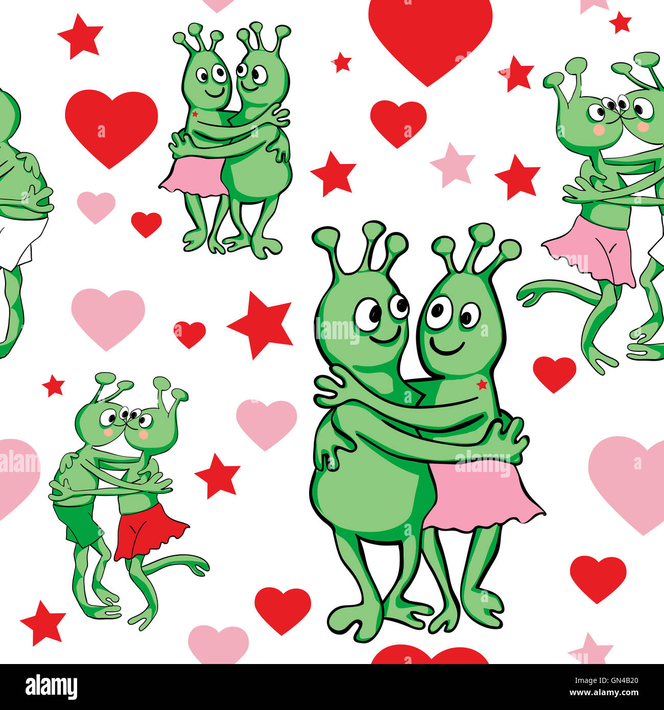 pattern with aliens in love Stock Photo - Alamy
