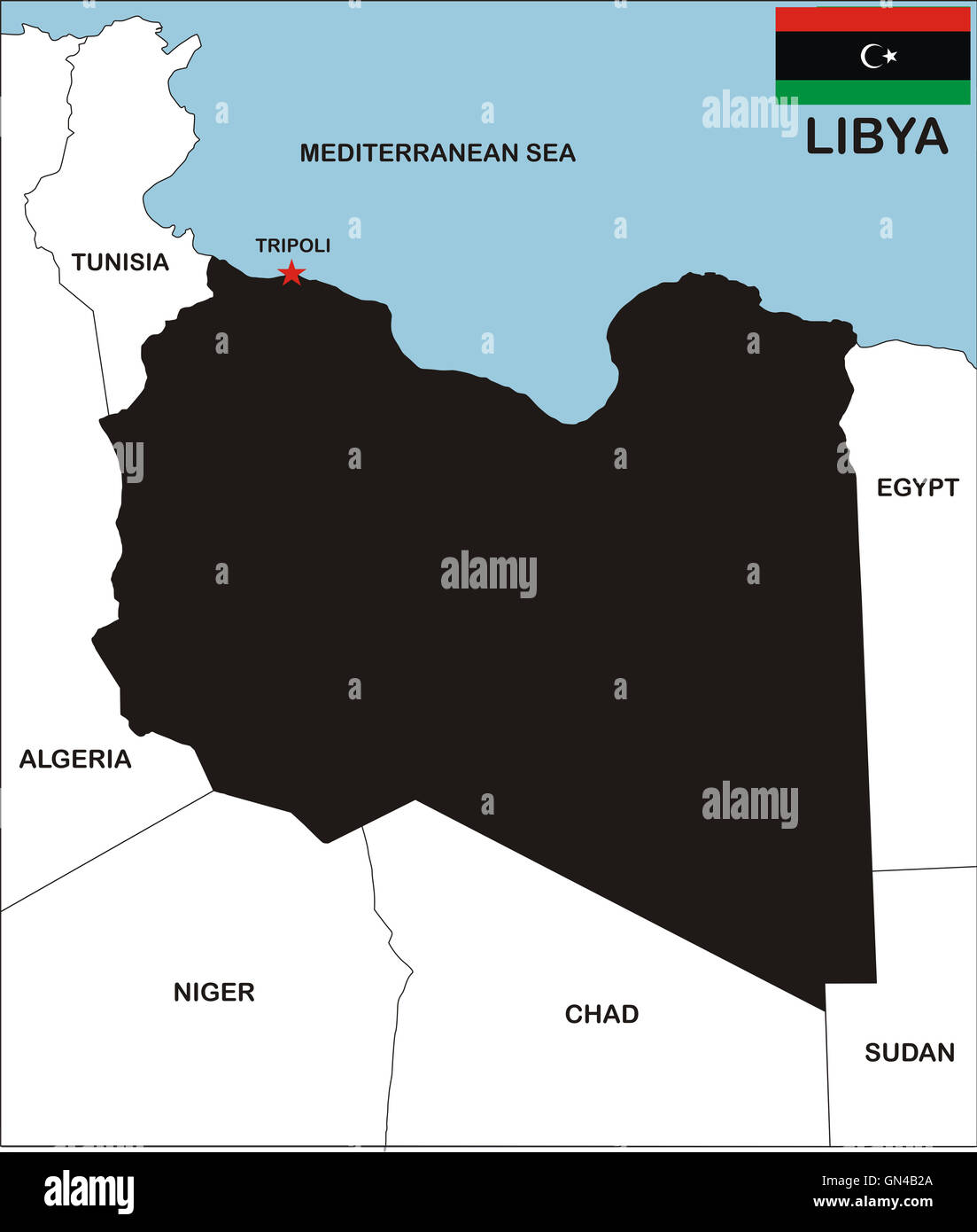 Libya nation map hi-res stock photography and images - Alamy