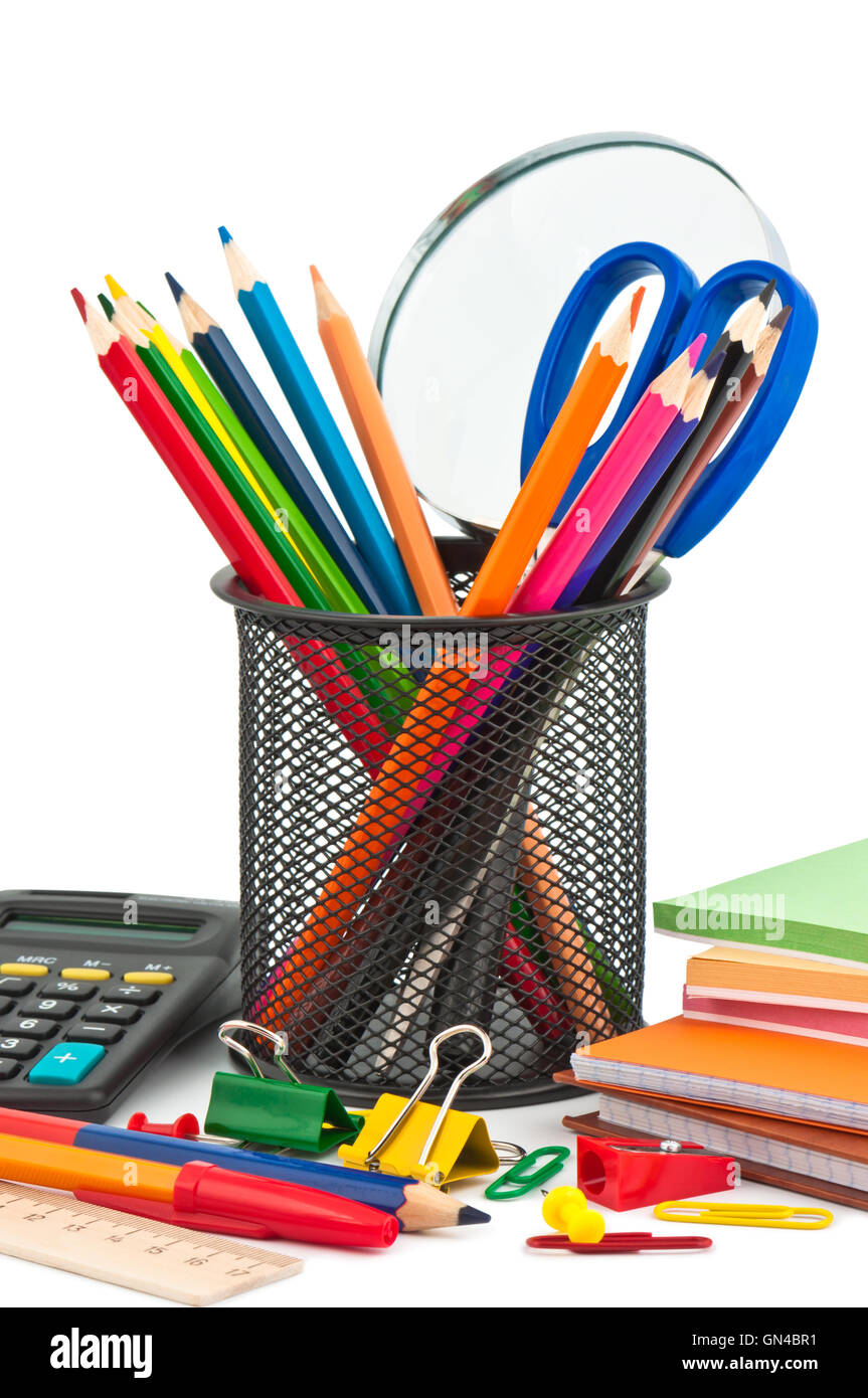 Notebook stationary objects on Cut Out Stock Images & Pictures - Alamy