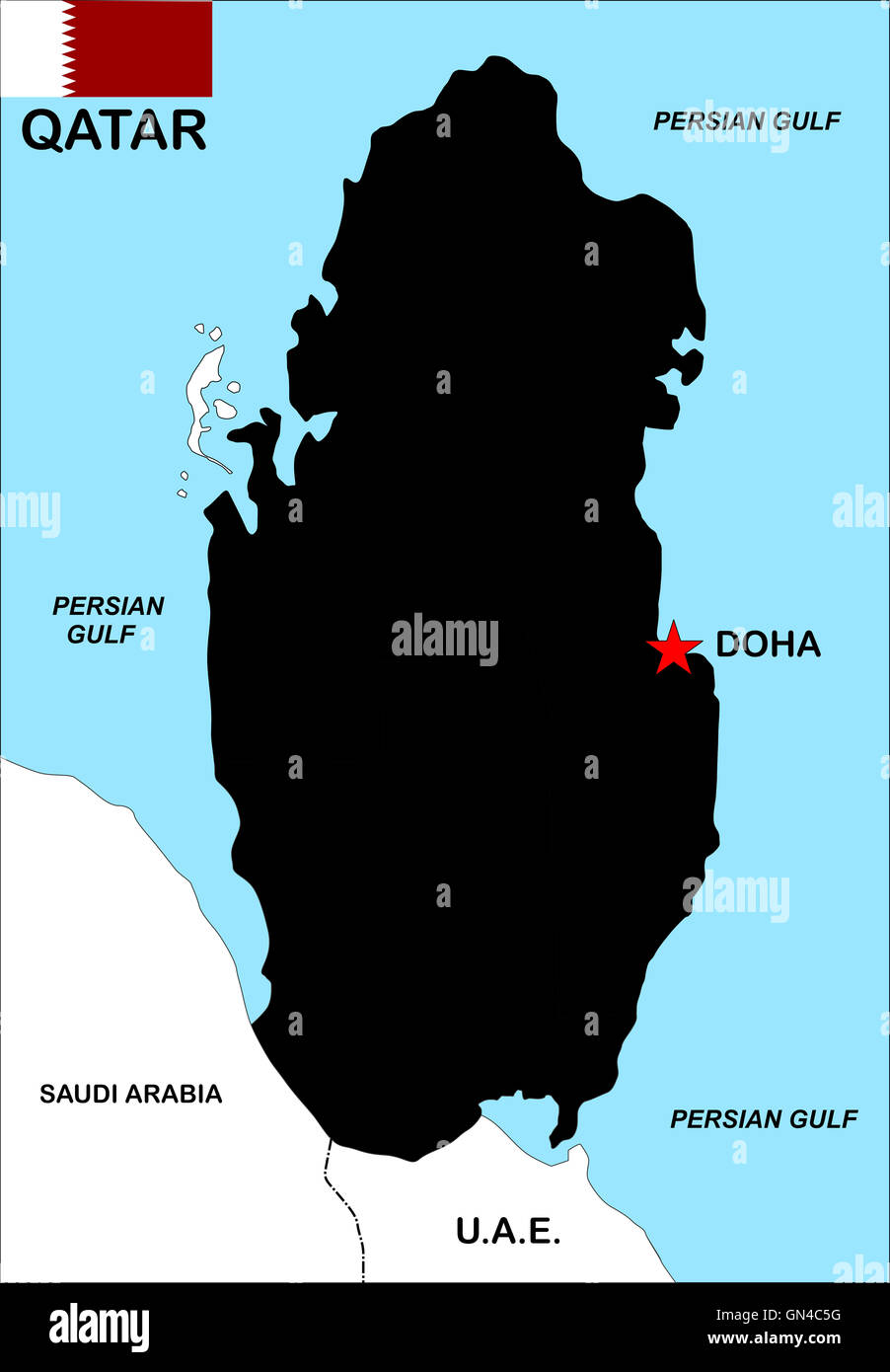 Qatar political map hi-res stock photography and images - Alamy