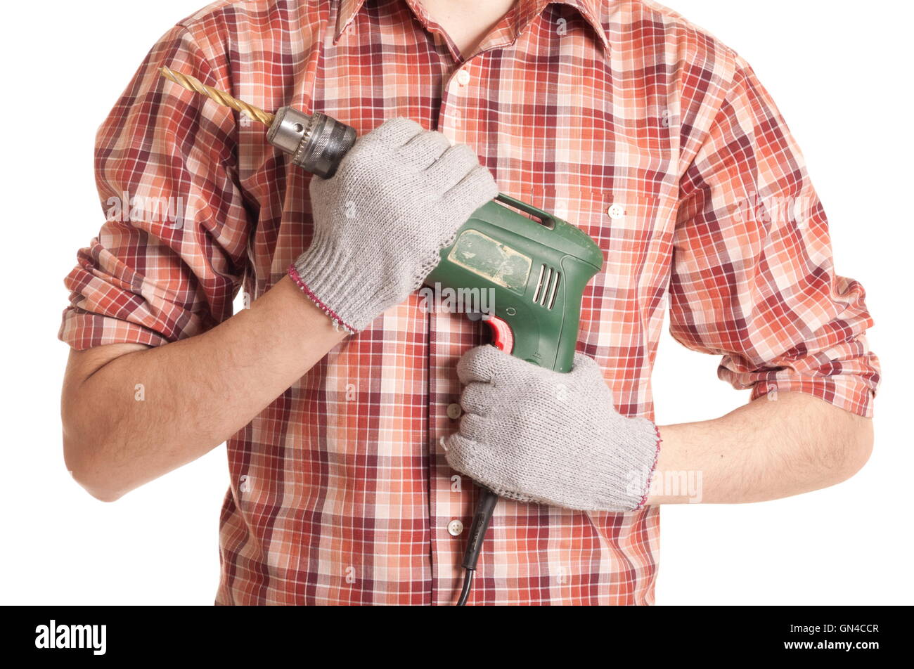hands handling an electric drilling machine Stock Photo - Alamy