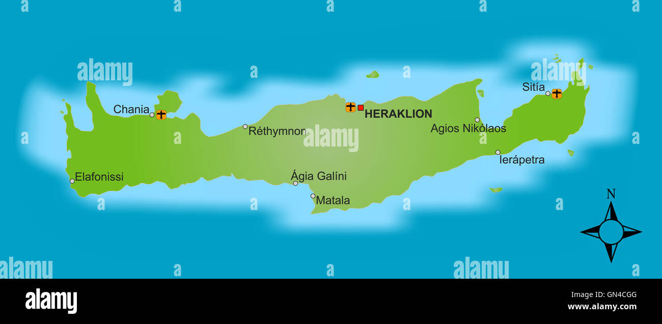 Map of Crete Stock Photo - Alamy