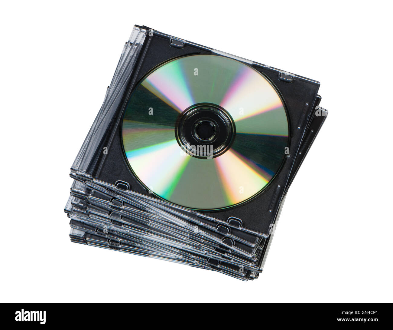 Stack CD discs in box isolated on white background top view Stock Photo ...