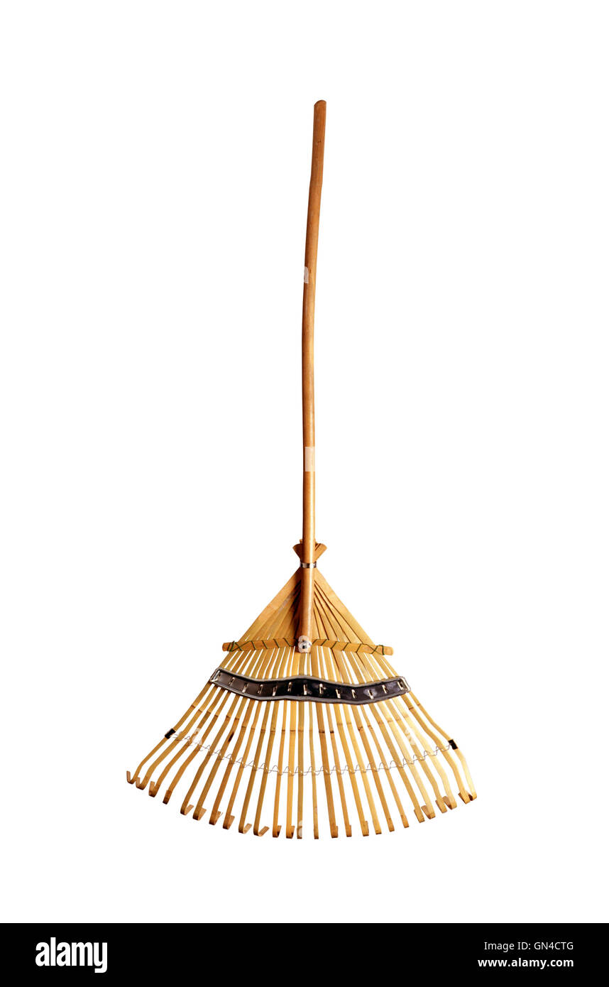 wooden rake isolated on the white background Stock Photo - Alamy