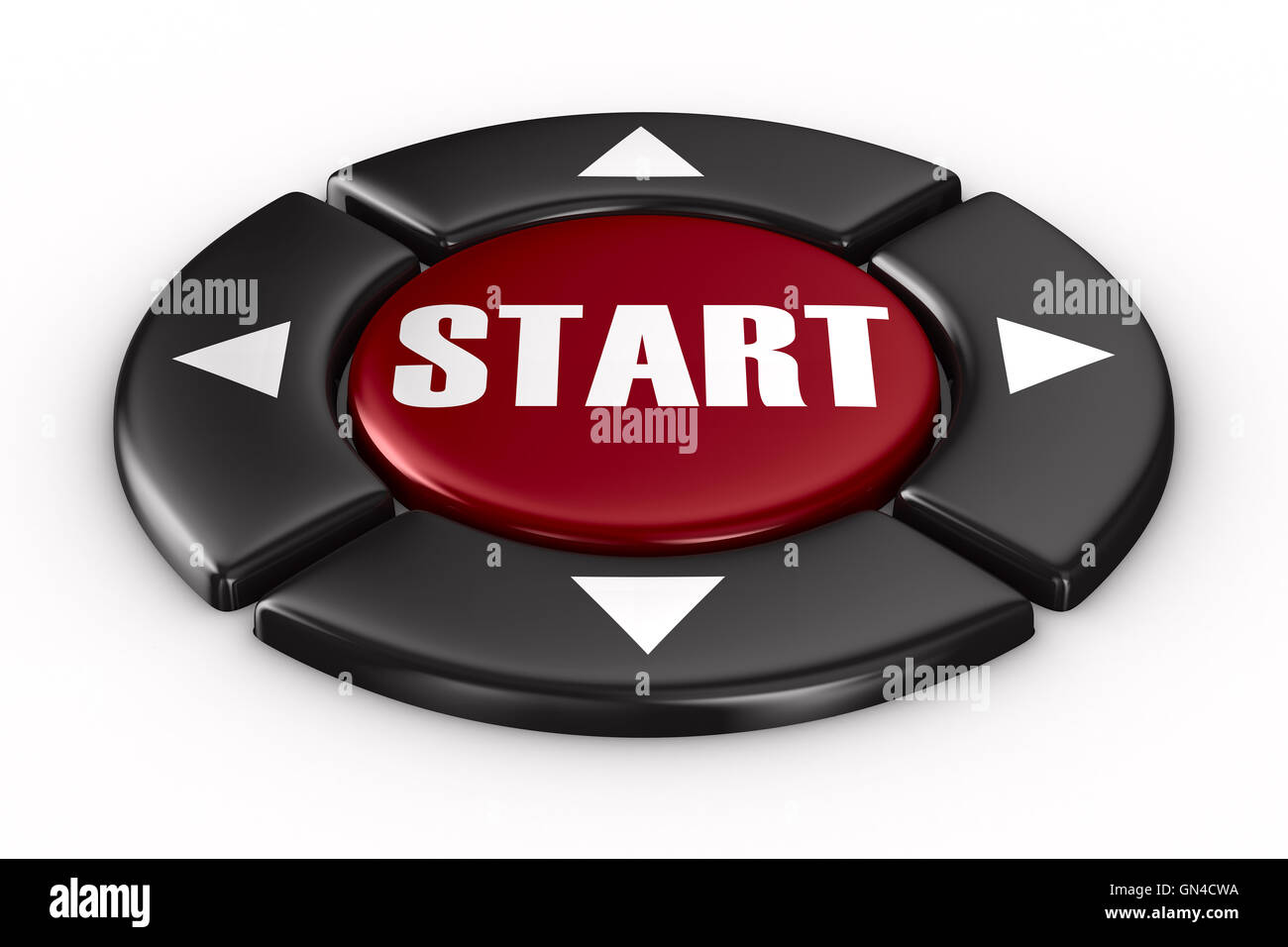 button start on white background. Isolated 3D image Stock Photo - Alamy