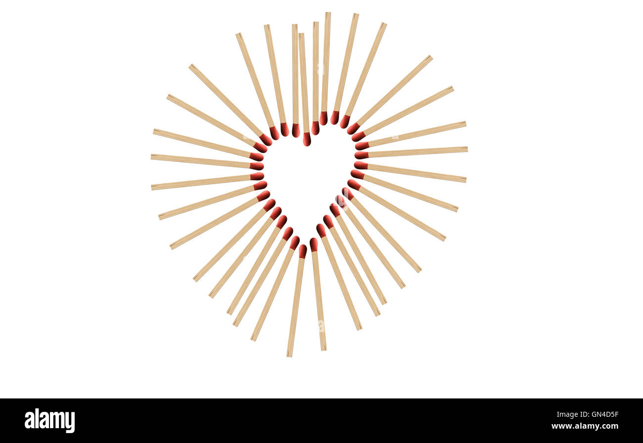 matchsticks in a row shows a heart-shape Stock Photo - Alamy