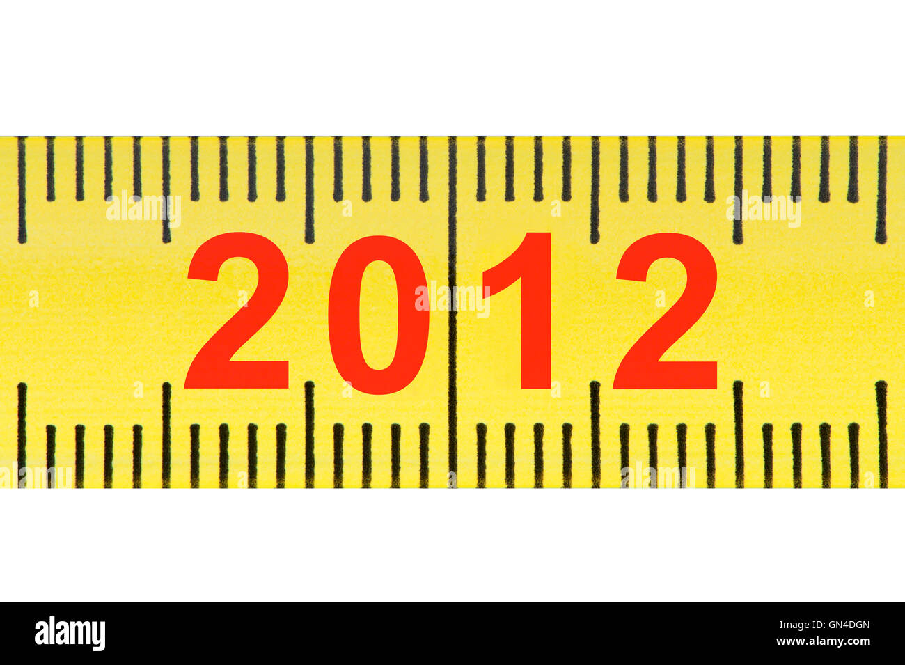 Ruler with numbers 2012 closeup isolated on white background Stock ...