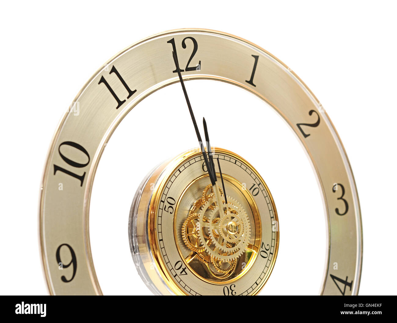 Golden Clock with gears Stock Photo - Alamy