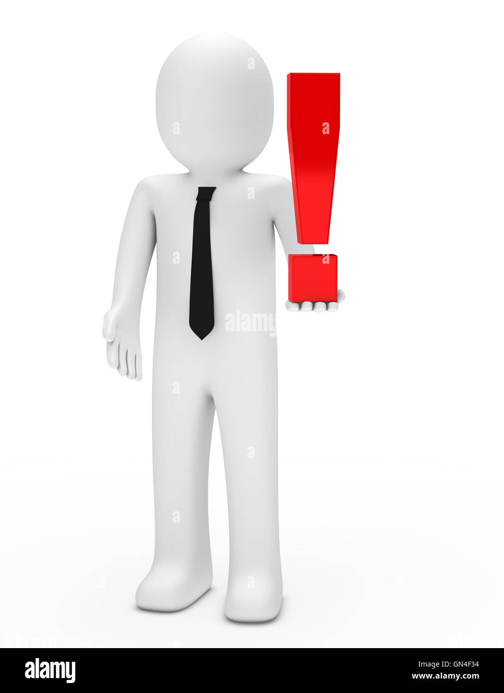 man hold exclamation mark Stock Photo - Alamy