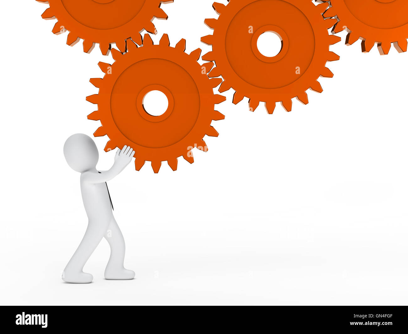 businessman orange mechanic gear Stock Photo - Alamy
