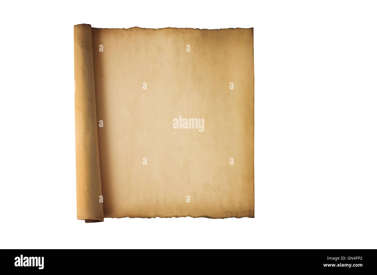 Vintage roll of parchment background isolated on white Stock Photo - Alamy