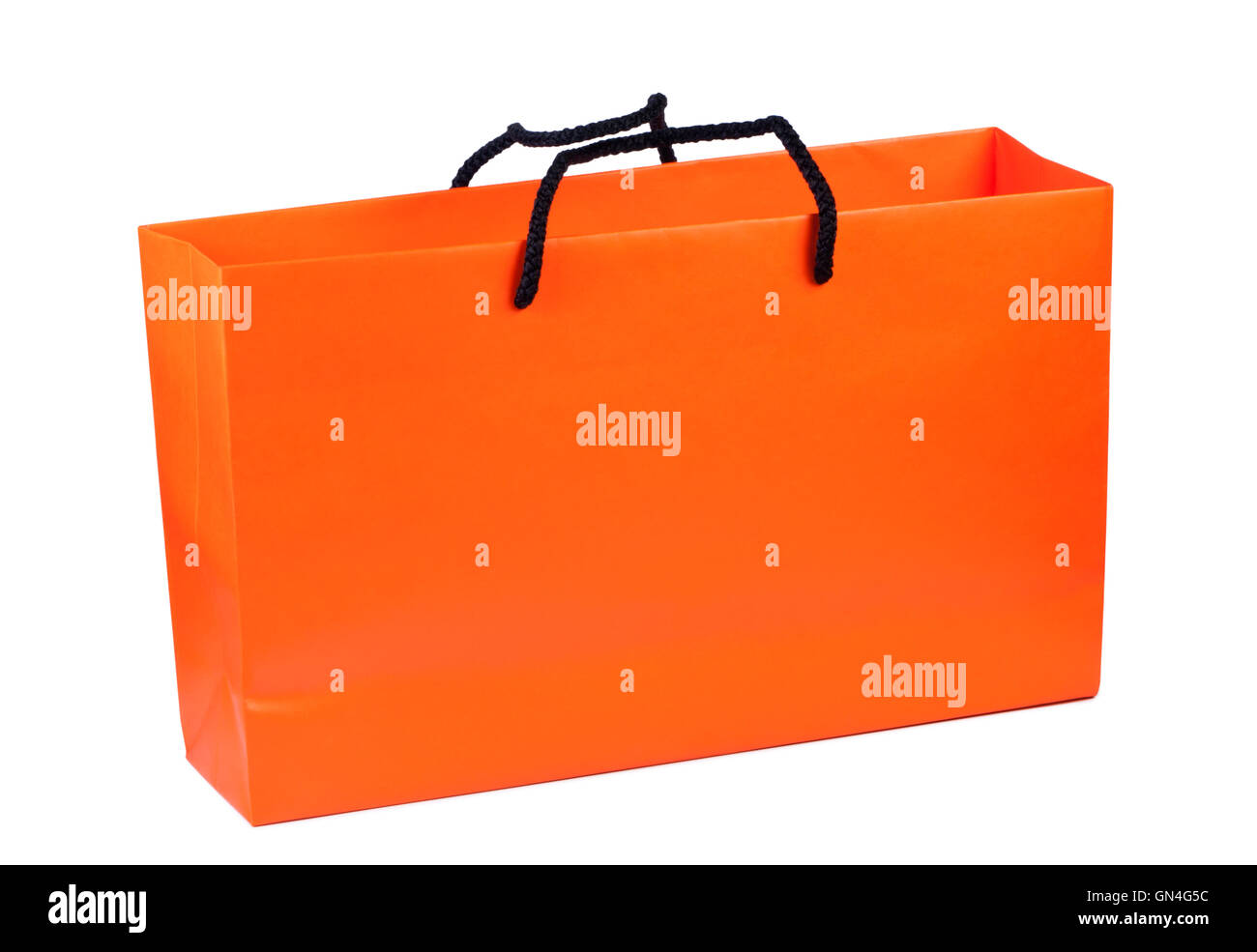 Paper bag bright orange color isolated on white background Stock Photo ...