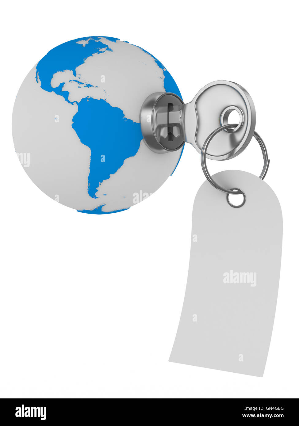 world and key on white background. Isolated 3D image Stock Photo - Alamy